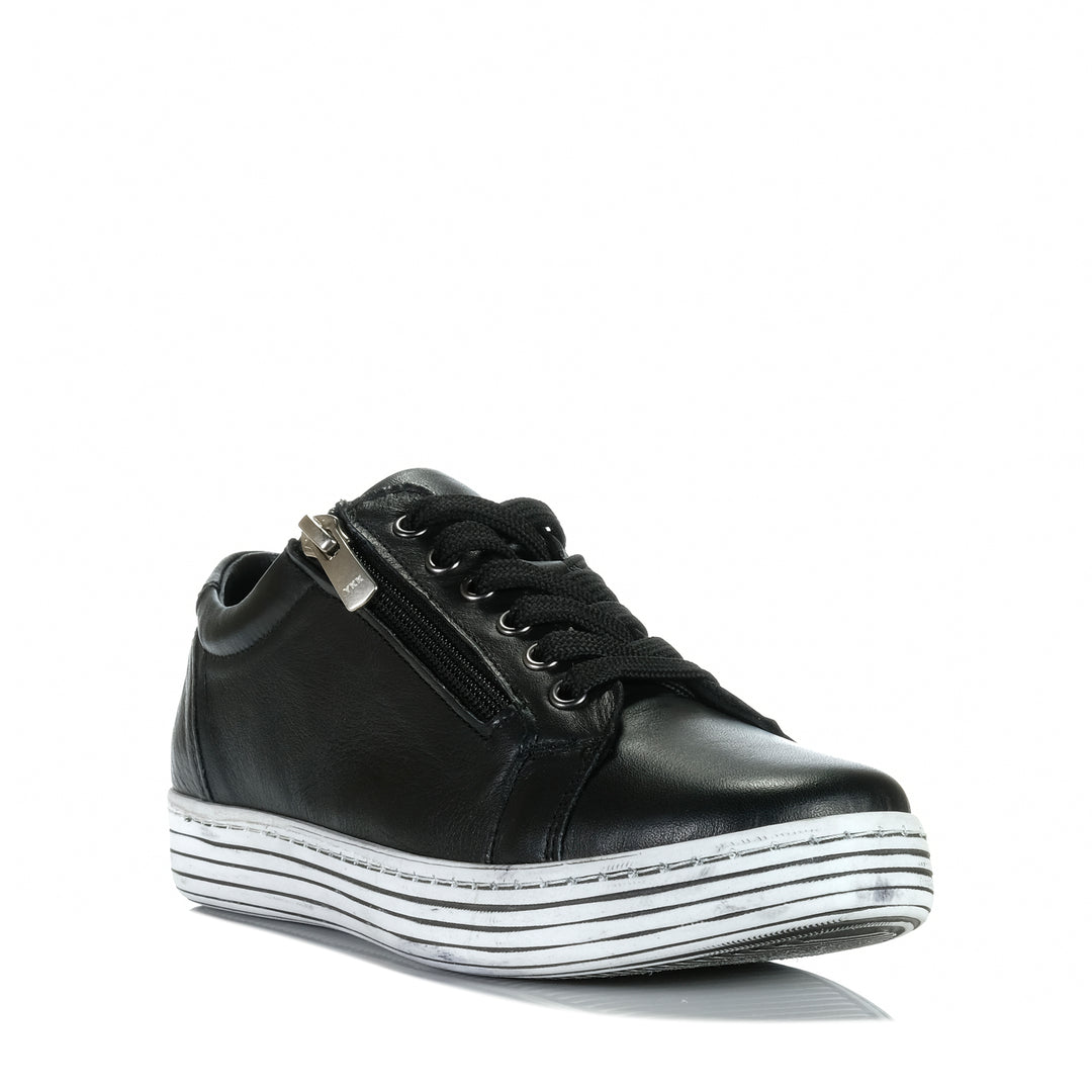 Cabello Unity Black Comfort Leather Sneakers – Women’s Casual Shoes
