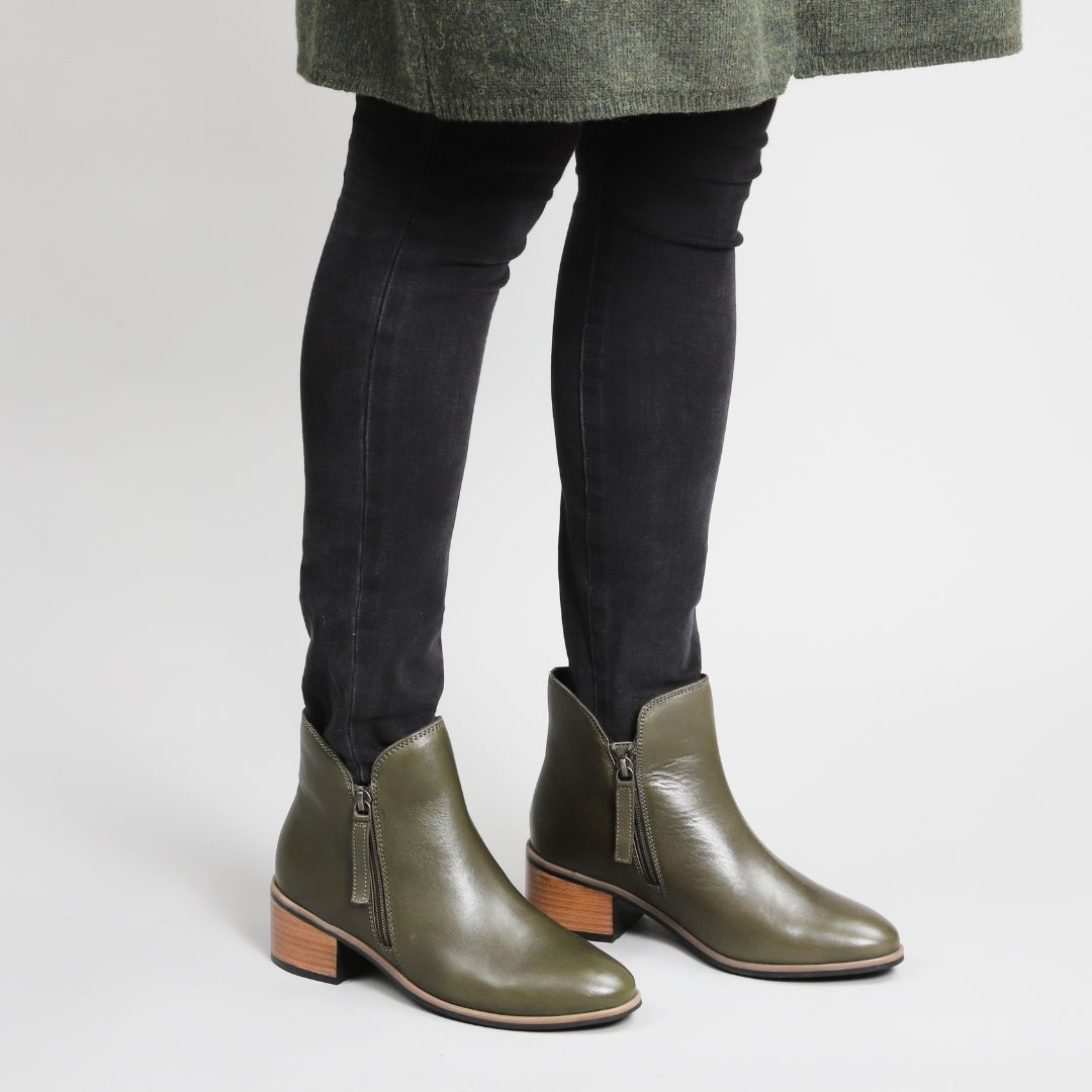 Shop Lesansa Oxley Olive Women Premium Ankle Boot | Zeke Collection